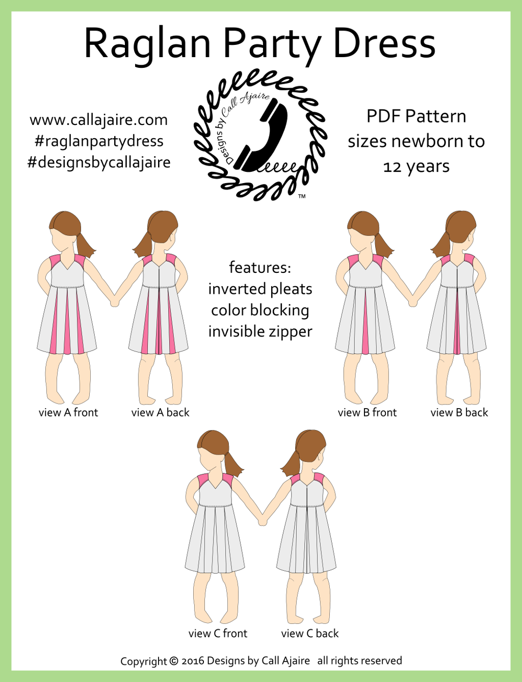 Raglan Party Dress PDF Pattern - Call Ajaire
